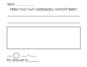 Create your own Wednesday Word Problem - Kickin' It In Kindergarten